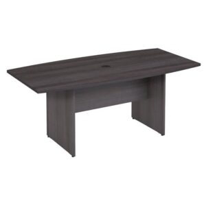 bush business furniture 72w x 36d boat shaped conference table with wood base in storm gray