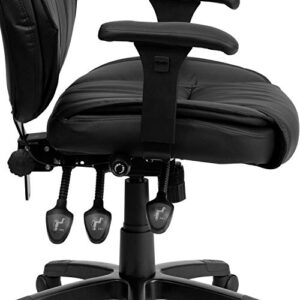 Flash Furniture High Back Black LeatherSoft Multifunction Executive Swivel Ergonomic Office Chair with Lumbar Support Knob with Arms