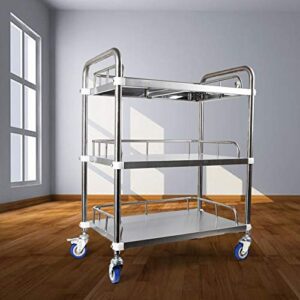 3-Shelf Utility Stainless Steel Cart ,Collapsible Kitchen Cart,Foldable Metal Rolling Cart,Lab Rolling Cart, Metal Storage Organizer Mobile Utility Cart