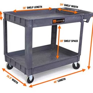 WEN 73002T 500-Pound Capacity 40 by 17-Inch Service Utility Cart & 500-Pound Capacity 46 by 25.5-Inch Extra Wide Service Utility Cart