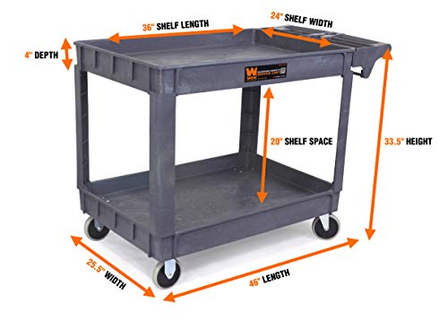 WEN 73002T 500-Pound Capacity 40 by 17-Inch Service Utility Cart & 500-Pound Capacity 46 by 25.5-Inch Extra Wide Service Utility Cart