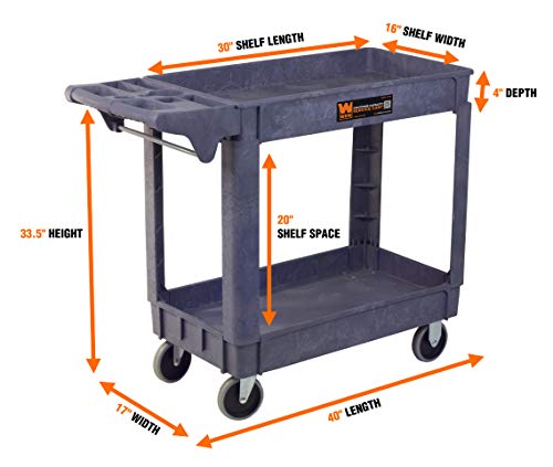 WEN 73002T 500-Pound Capacity 40 by 17-Inch Service Utility Cart & 500-Pound Capacity 46 by 25.5-Inch Extra Wide Service Utility Cart