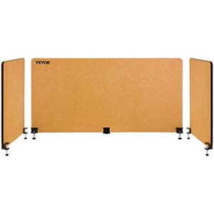 VEVOR Desk Divider, 60'', Sound Absorbing, Visual Privacy and Noise Reduction, 3 Panels Privacy Acoustic Panel for Home Office Classroom, Yellow