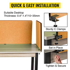 VEVOR Desk Divider, 60'', Sound Absorbing, Visual Privacy and Noise Reduction, 3 Panels Privacy Acoustic Panel for Home Office Classroom, Yellow