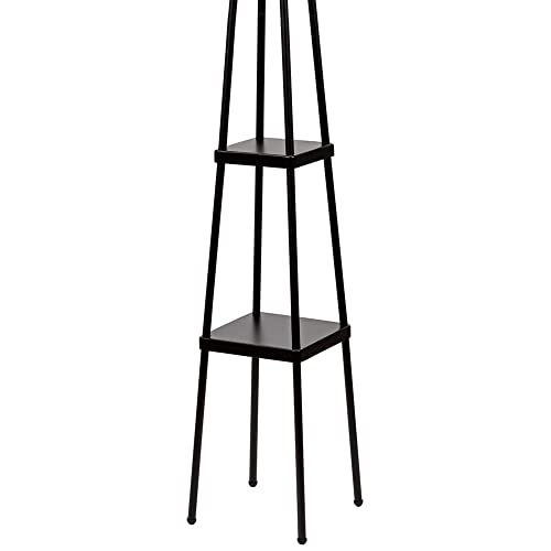 Catalina Lighting 19305-000 Modern Metal Etagere Floor Lamp with Shelves and Linen Shade, 58", Classic Black