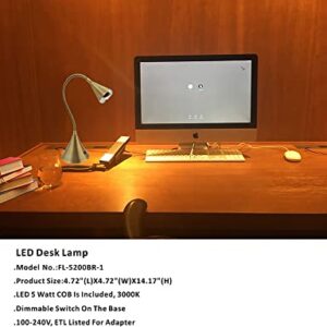 HomeFocus LED Desk Lamp with Touch Dimmable,Table Lamp,Night Light,Reading Desk Lamp,Office Desk Lamp,Working Desk Lamp,Gold Desk Lamp,LED 5W,3000K Warm Light,Metal,Antique Brass