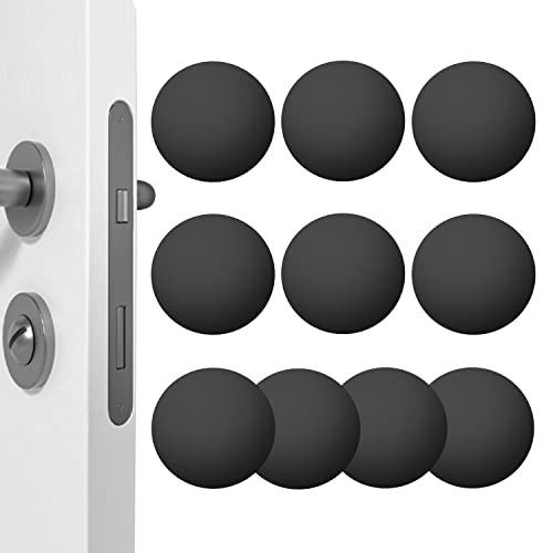 JEGONFRI Door Stoppers Wall Protector from Furniture, 10pcs 2" Strong Adhesive Round Door Knob Wall Protector, Silicone Thickened Door Bumpers for Walls (Black, Round)