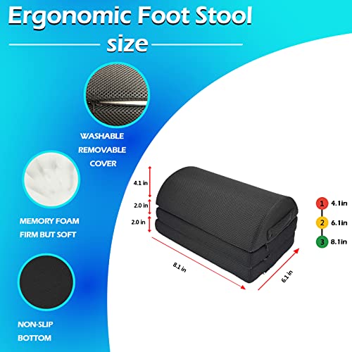 Foot Rest Under Desk ,3 Height Adjustable Foot Rest with Handle Non-Slip Bottom , Ergonomic Foot Stool for Desk.