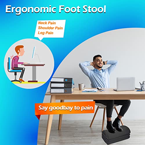 Foot Rest Under Desk ,3 Height Adjustable Foot Rest with Handle Non-Slip Bottom , Ergonomic Foot Stool for Desk.