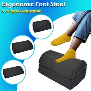 Foot Rest Under Desk ,3 Height Adjustable Foot Rest with Handle Non-Slip Bottom , Ergonomic Foot Stool for Desk.