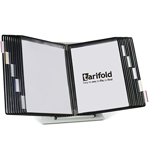 Tarifold Desktop Reference and Display System - 20 Double-Sided Display Pockets - 40 Sheet Capacity - Letter-Size Black Pockets (D272)