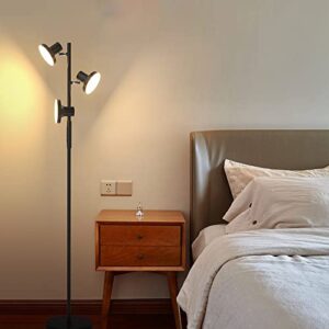 SIBRILLE LED Floor Lamp, 36W Modern Dimmable Standing Tree Lamp with Remote & Touch Control, 4 Color Temperatures, 3 Rotatable LED Light Farmhouse Floor Lamps for Living Room, Bedroom, Office, 2500LM