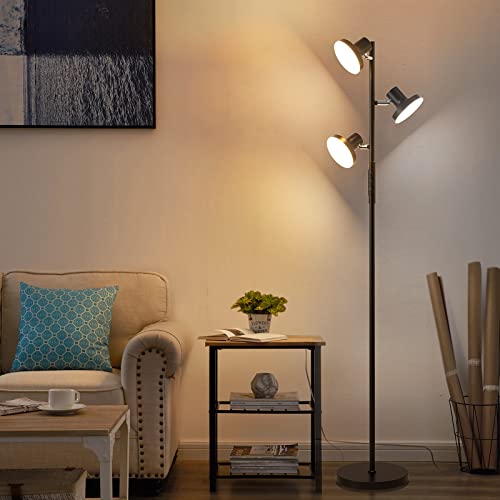 SIBRILLE LED Floor Lamp, 36W Modern Dimmable Standing Tree Lamp with Remote & Touch Control, 4 Color Temperatures, 3 Rotatable LED Light Farmhouse Floor Lamps for Living Room, Bedroom, Office, 2500LM