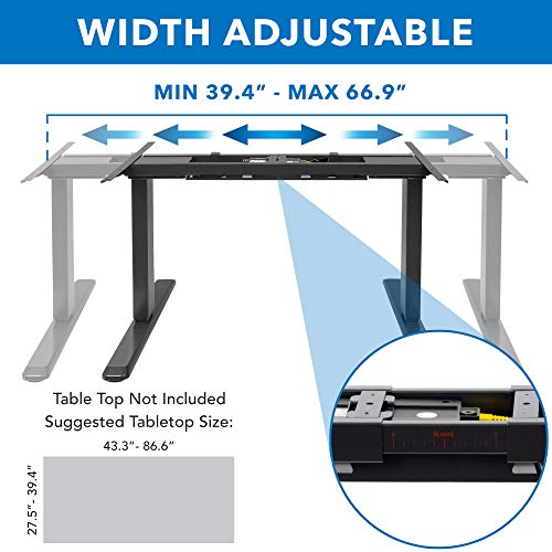 Mount-It! Dual Motor Electric Standing Desk Frame [Heavy Duty 275 lbs Capacity] Ergonomic, Adjustable Height, Sit Stand Base with Programmable Control Panel, Collision Sensor (Black)