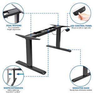 Mount-It! Dual Motor Electric Standing Desk Frame [Heavy Duty 275 lbs Capacity] Ergonomic, Adjustable Height, Sit Stand Base with Programmable Control Panel, Collision Sensor (Black)