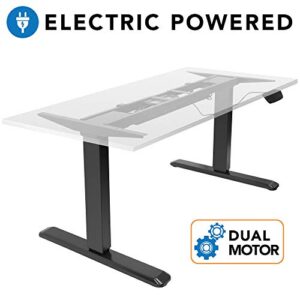 Mount-It! Dual Motor Electric Standing Desk Frame [Heavy Duty 275 lbs Capacity] Ergonomic, Adjustable Height, Sit Stand Base with Programmable Control Panel, Collision Sensor (Black)