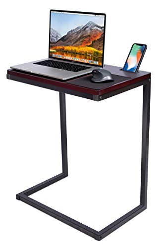 Sofia + Sam Sofa Table TV Tray with Tablet and Phone Slots - Work from Home - Laptop Stand for Couch Bed - Metal Legs - Console Lapdesk - Breakfast Eating Food - Coloring Computer Crafts - Lap Desk