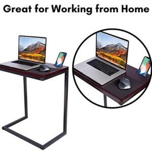 Sofia + Sam Sofa Table TV Tray with Tablet and Phone Slots - Work from Home - Laptop Stand for Couch Bed - Metal Legs - Console Lapdesk - Breakfast Eating Food - Coloring Computer Crafts - Lap Desk