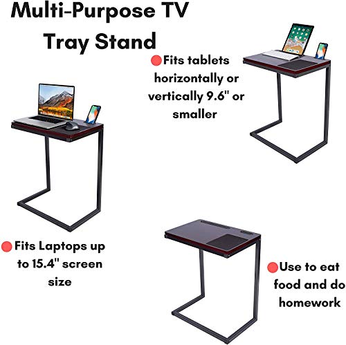 Sofia + Sam Sofa Table TV Tray with Tablet and Phone Slots - Work from Home - Laptop Stand for Couch Bed - Metal Legs - Console Lapdesk - Breakfast Eating Food - Coloring Computer Crafts - Lap Desk