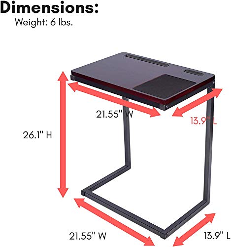 Sofia + Sam Sofa Table TV Tray with Tablet and Phone Slots - Work from Home - Laptop Stand for Couch Bed - Metal Legs - Console Lapdesk - Breakfast Eating Food - Coloring Computer Crafts - Lap Desk