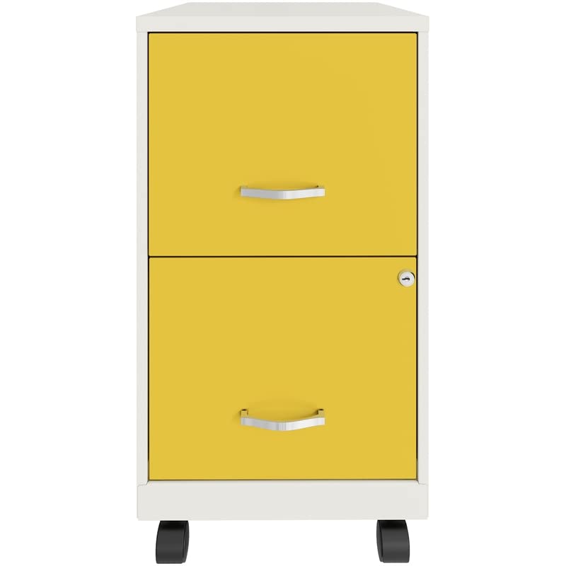 Space Solutions 18" 2 Drawer Mobile Metal Vertical File Cabinet White/Goldfinch