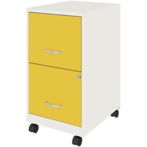 Space Solutions 18" 2 Drawer Mobile Metal Vertical File Cabinet White/Goldfinch