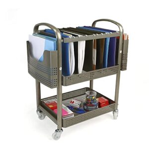 mind reader metal mobile file cart, silver