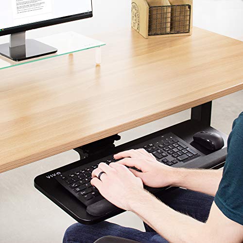 VIVO Adjustable Keyboard and Mouse Tray with Dual Height Track Spacer Brackets, Ergonomic Under Desk Platform and Spacer Bracket Combo, MOUNT-KB03B-KIT1