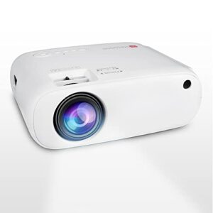 dartwood premium 1080p fhd projector – portable home theater projector with built-in speaker – 200 inch image (white)