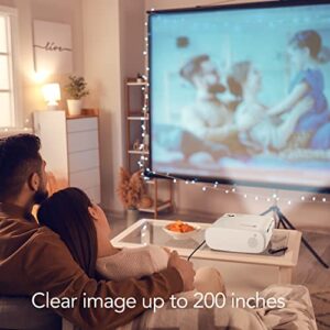 Dartwood Premium 1080P FHD Projector - Portable Home Theater Projector with Built-in Speaker - 200 Inch Image (White)