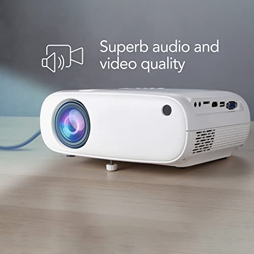 Dartwood Premium 1080P FHD Projector - Portable Home Theater Projector with Built-in Speaker - 200 Inch Image (White)