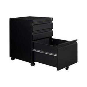 flexispot 3 drawer file cabinet for home office,metal mobile filing cabinet under desk storage with lock keys,file organizer cabinet for legal/letter/a4 file,fully assembled except wheels,black