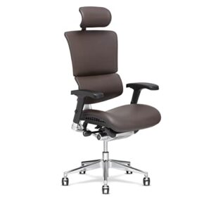 X-Chair X4 High End Executive Chair, Brown Leather with Headrest - Ergonomic Office Seat/Dynamic Variable Lumbar Support/Floating Recline/Stunning Aesthetic/Adjustable/Perfect for Office or Boardroom