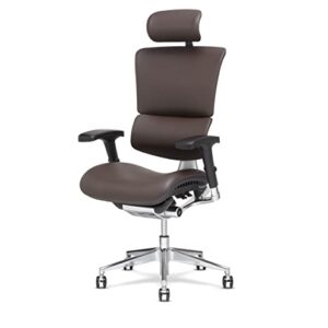 X-Chair X4 High End Executive Chair, Brown Leather with Headrest - Ergonomic Office Seat/Dynamic Variable Lumbar Support/Floating Recline/Stunning Aesthetic/Adjustable/Perfect for Office or Boardroom