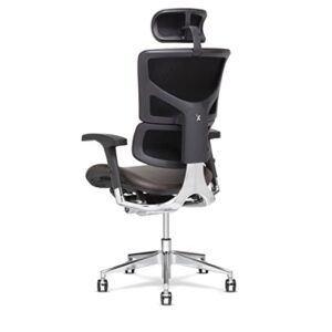 X-Chair X4 High End Executive Chair, Brown Leather with Headrest - Ergonomic Office Seat/Dynamic Variable Lumbar Support/Floating Recline/Stunning Aesthetic/Adjustable/Perfect for Office or Boardroom