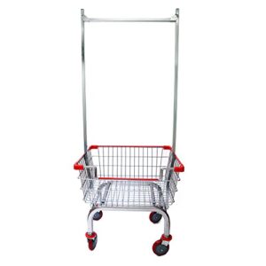 coin laundry cart, cart&supply [heavy duty][rolling cart] laundry cart with double pole rack [chrome]