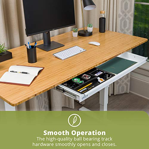 Uprite Ergo Under Desk Long Fit Pen & Pencil Drawer & Slim Organizer for Height Adjustable Desks (White, 33 x 9.5)