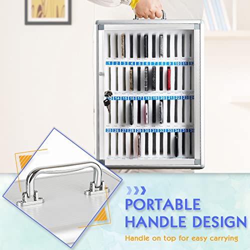 Ozzptuu 48 Slots Aluminum Alloy Pocket Chart Storage Cabinet for Cell Phones,Wall-Mounted with a Locked,Can be Carried by Hand (48 Slots)