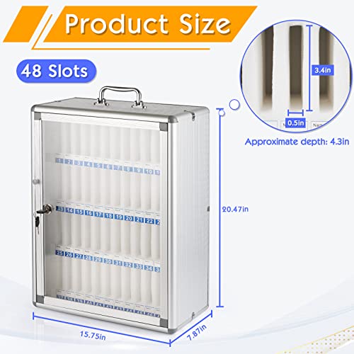 Ozzptuu 48 Slots Aluminum Alloy Pocket Chart Storage Cabinet for Cell Phones,Wall-Mounted with a Locked,Can be Carried by Hand (48 Slots)