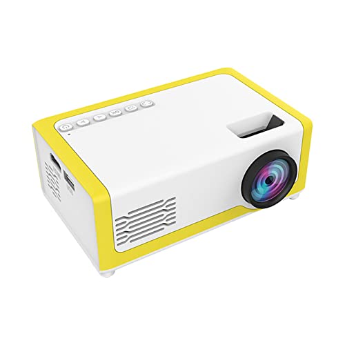 1080p HD Projector, Portable Mini Movie Projector Built-in Speaker, Home Theater Video Projector Compatible with HDMI, VGA, USB, Laptop Computer Small Projectors (Yellow/White)