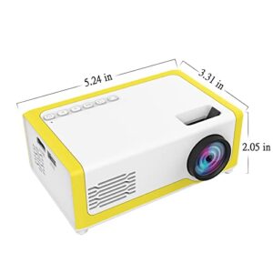 1080p HD Projector, Portable Mini Movie Projector Built-in Speaker, Home Theater Video Projector Compatible with HDMI, VGA, USB, Laptop Computer Small Projectors (Yellow/White)