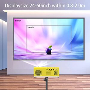 1080p HD Projector, Portable Mini Movie Projector Built-in Speaker, Home Theater Video Projector Compatible with HDMI, VGA, USB, Laptop Computer Small Projectors (Yellow/White)