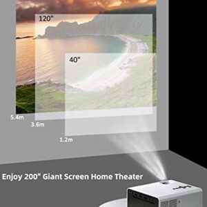 Projector,Native 1080P HD Projector,200" Display & 25% Zoom, Video Projector Compatible with TV Stick/PC/USB/Smartphone,Mini Portable Projector for Home Cinema& Outdoor Movie