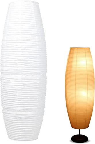 SALOCY Paper Floor Lamp Shade Replacement,Rice Paper Floor Lamp Cover Standing Lamps for Living Room Contemporary Floor Lamp Cover White (Only Lamp Shade,NO Structural Parts )