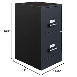 Space Solutions 18" 2 Drawer Manager's Metal Vertical File Cabinet Black