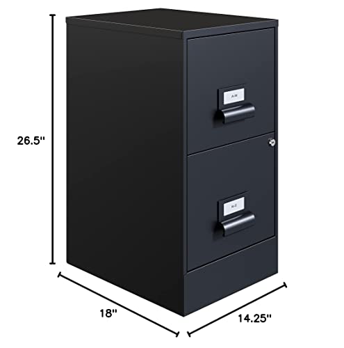 Space Solutions 18" 2 Drawer Manager's Metal Vertical File Cabinet Black