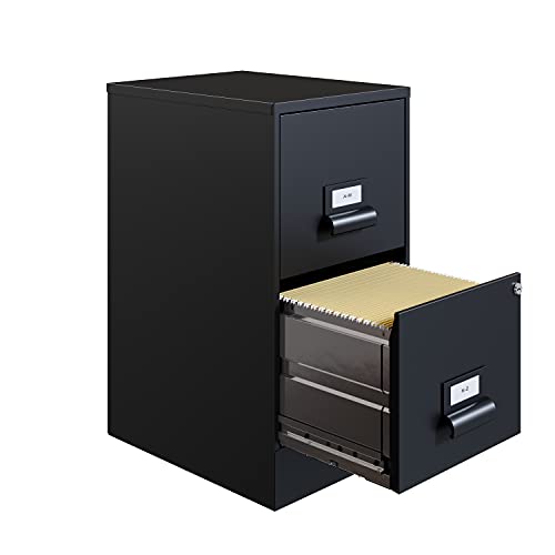 Space Solutions 18" 2 Drawer Manager's Metal Vertical File Cabinet Black