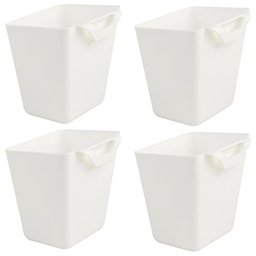 VILSECKY Hang-On Cups for Rolling Utility Cart,Small Plastic Hanging Basket / Storage Box for Service Cart,Movable Cart Accessories for Bathroom,Kitchen,Living Room,Office -4Pcs (White)