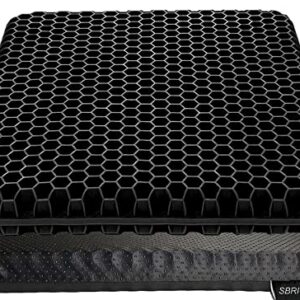 Gel Enhanced Seat Cushion for Long Sitting - Double Thick Honeycomb Breathable Design Egg Seat Cushion with Non-Slip Cover - Office Chair Car Cooling Seat Cushion - Computer Desk Pain Relief Pad