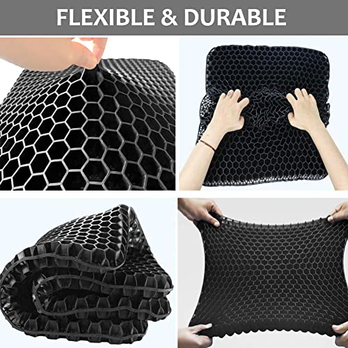 Gel Enhanced Seat Cushion for Long Sitting - Double Thick Honeycomb Breathable Design Egg Seat Cushion with Non-Slip Cover - Office Chair Car Cooling Seat Cushion - Computer Desk Pain Relief Pad